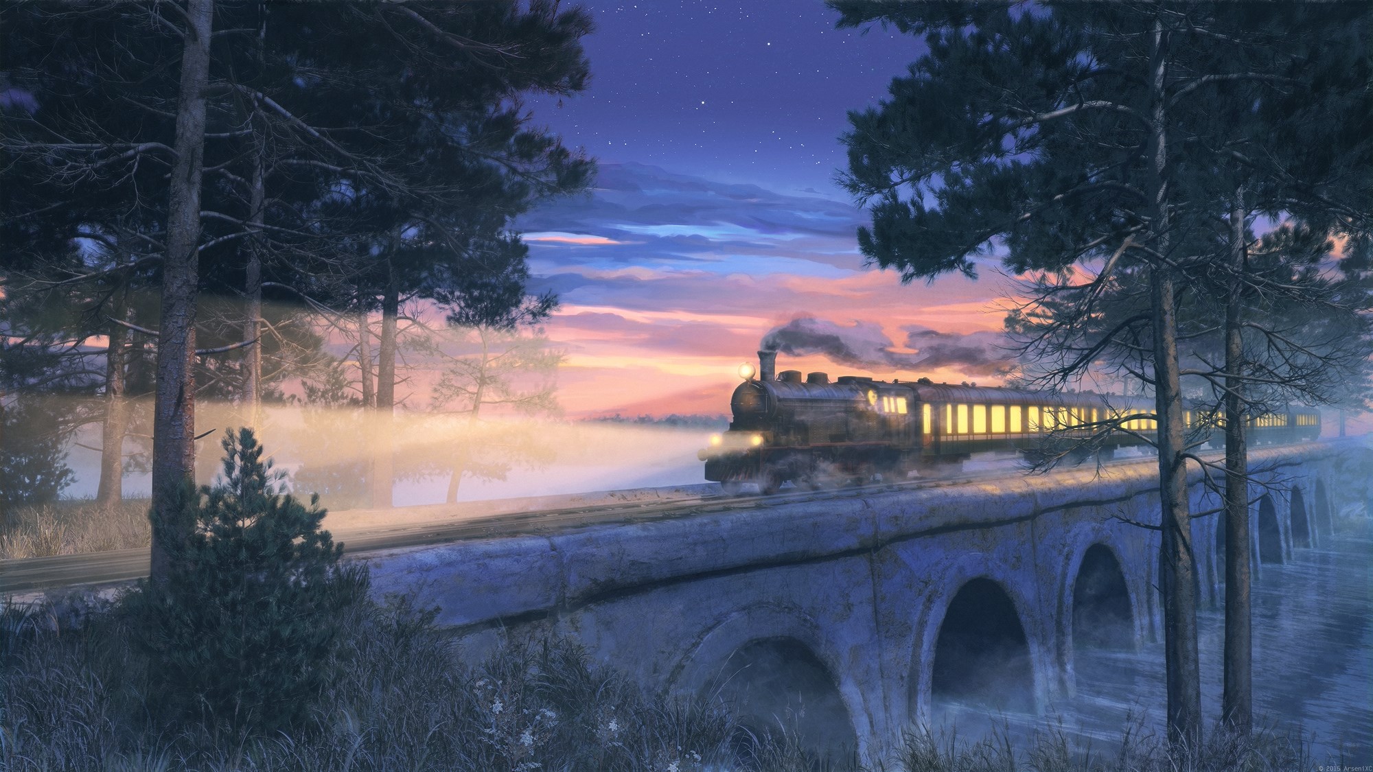 Original Backround Desktop Nexus Wallpaper, - Locomotive At Night ...
