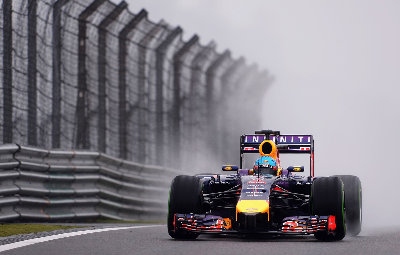 Photo Wallpaper Rain, Formula 1, Red Bull, Vettel, - F1 Red Bull Rain ...