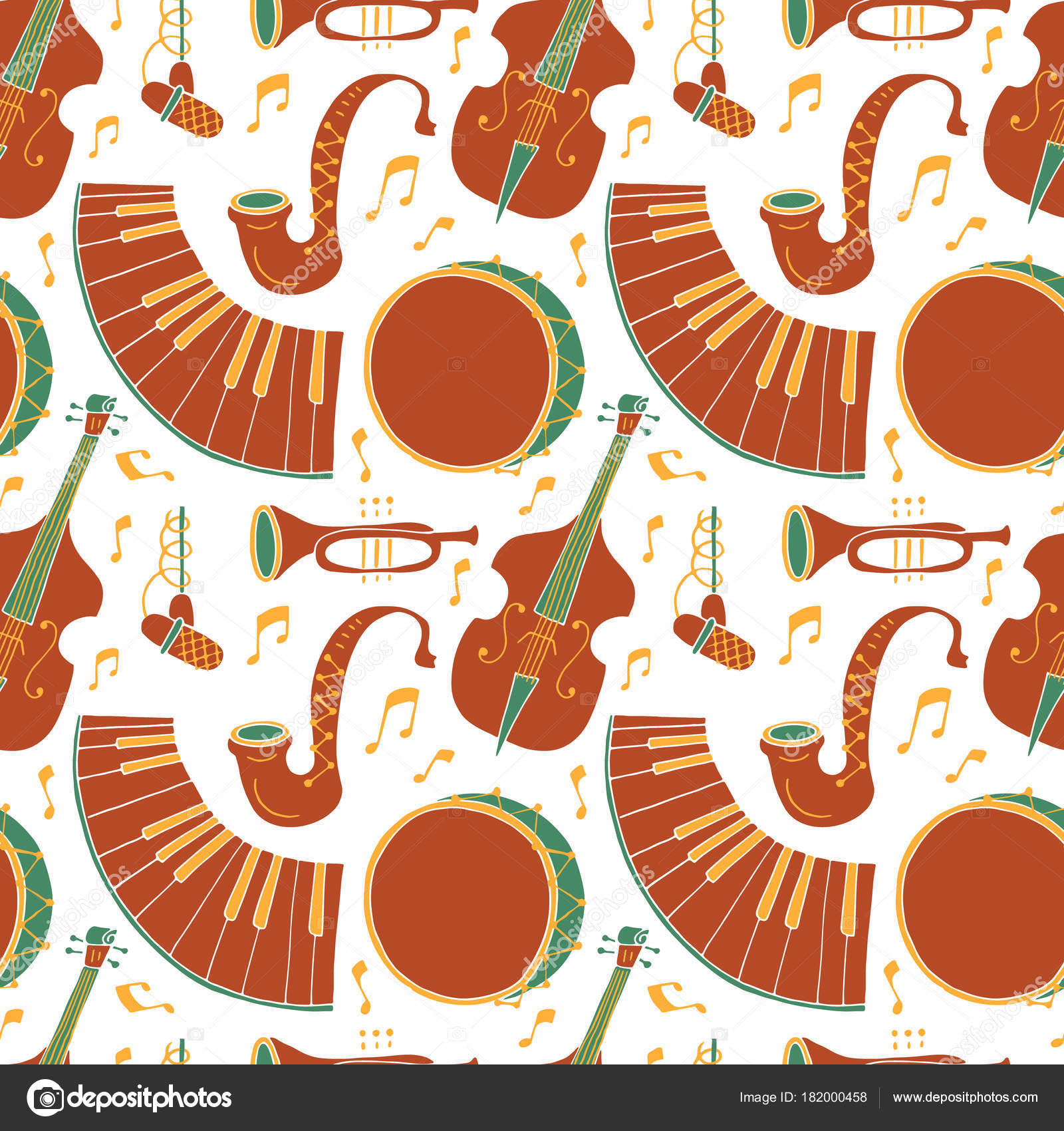 Seamless Pattern With Music Instruments - Nota Musical Papel De Parede ...