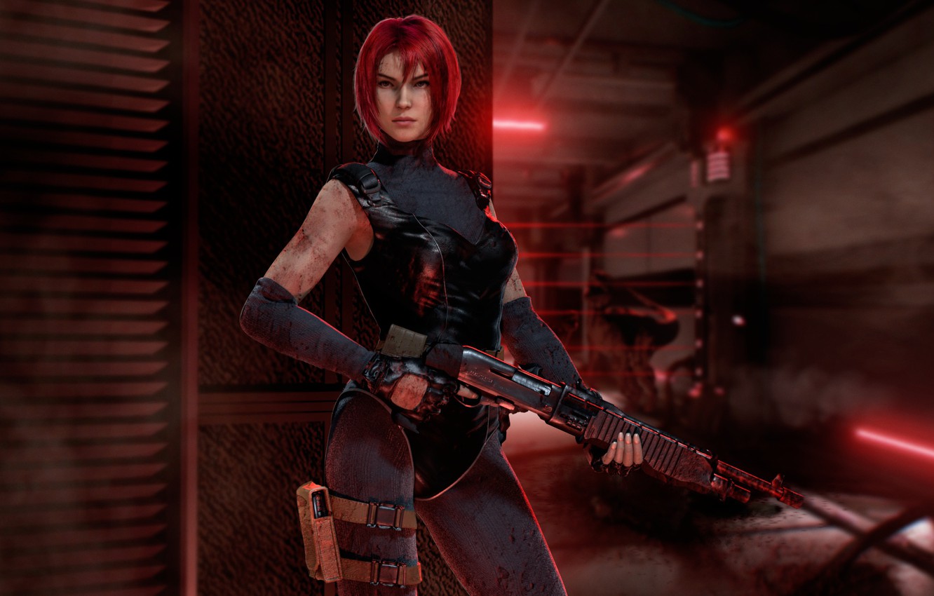 Photo Wallpaper Girl, Red, Regina, Shotgun, Capcom, - Dino Crisis ...