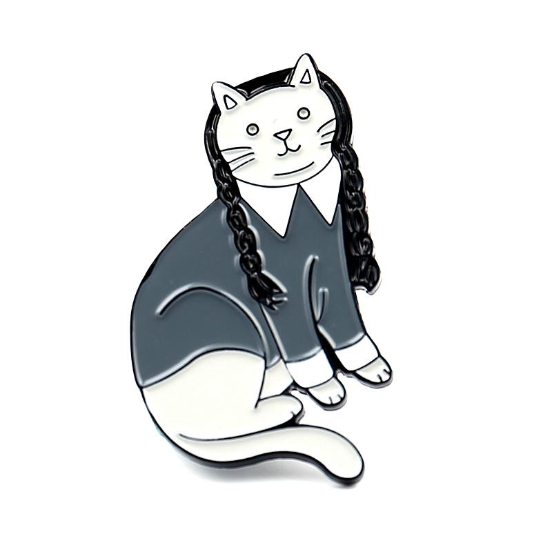 The Addams Family Enamel Brooch Cat Wednesday Addams - Wednesday Addams ...