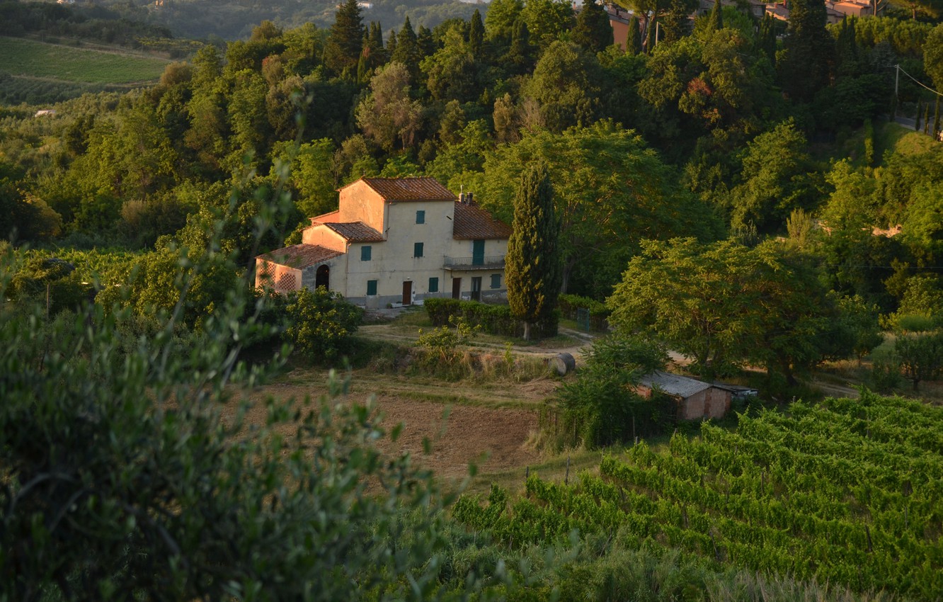 Photo Wallpaper Panorama, House, Italy, Nature, Landscape, - Rural Area ...