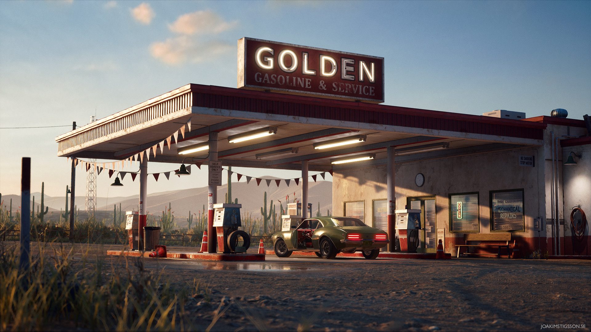 Desert Gas Station (#1452912) - HD Wallpaper & Backgrounds Download