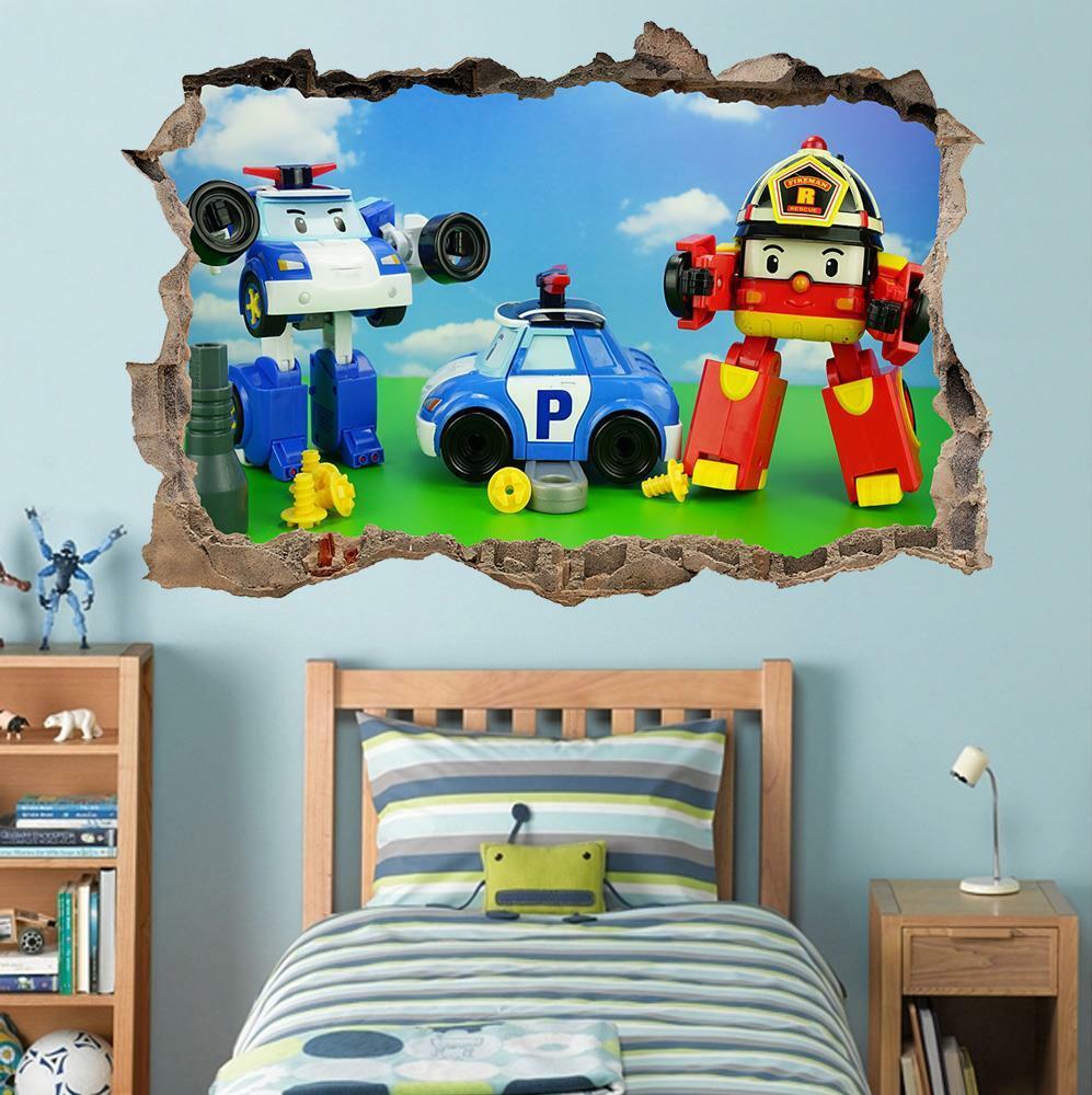 Download Details About Robocar Poli Decal 3d Smashed Wall Sticker ...