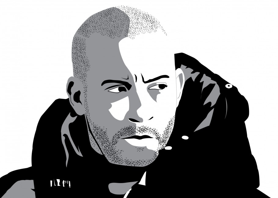 Vin Diesel Vector Graphics Hood Actor - Vin Diesel Cartoon Black ...