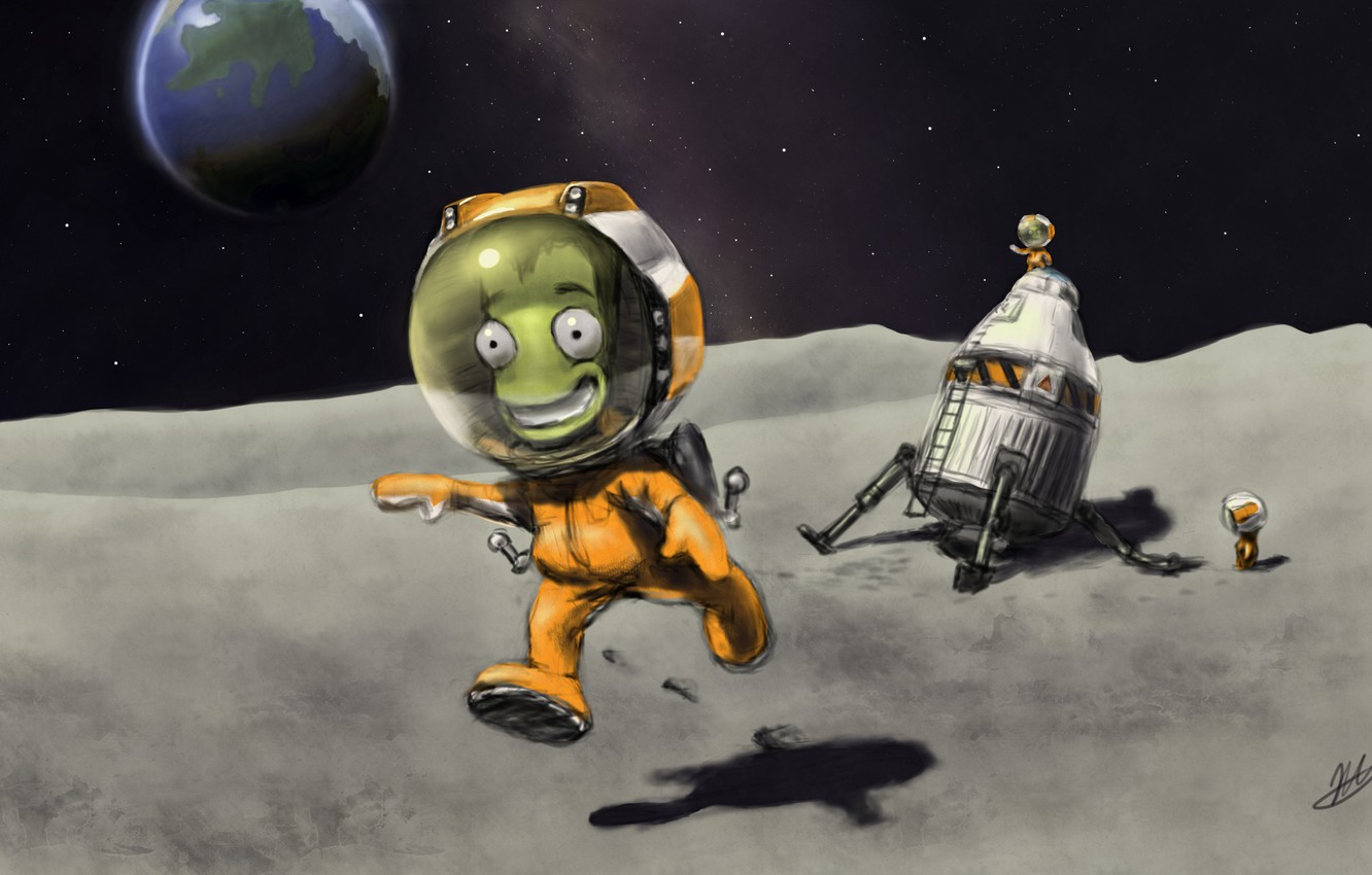 Photo Wallpaper Space, Moon, Art, Kerbal Space Program - Kerbal Space ...