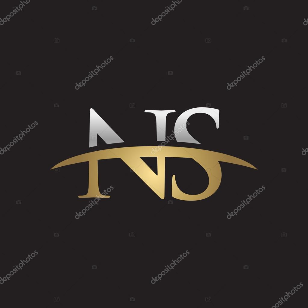 Initial Letter Ns Silver Gold Swoosh Logo Swoosh Logo - Swoosh ...