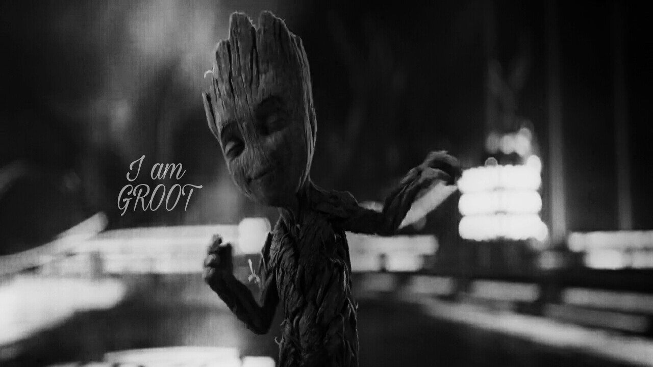 Black And White Wallpaper Of Groot Iam Groot Text - Monochrome ...