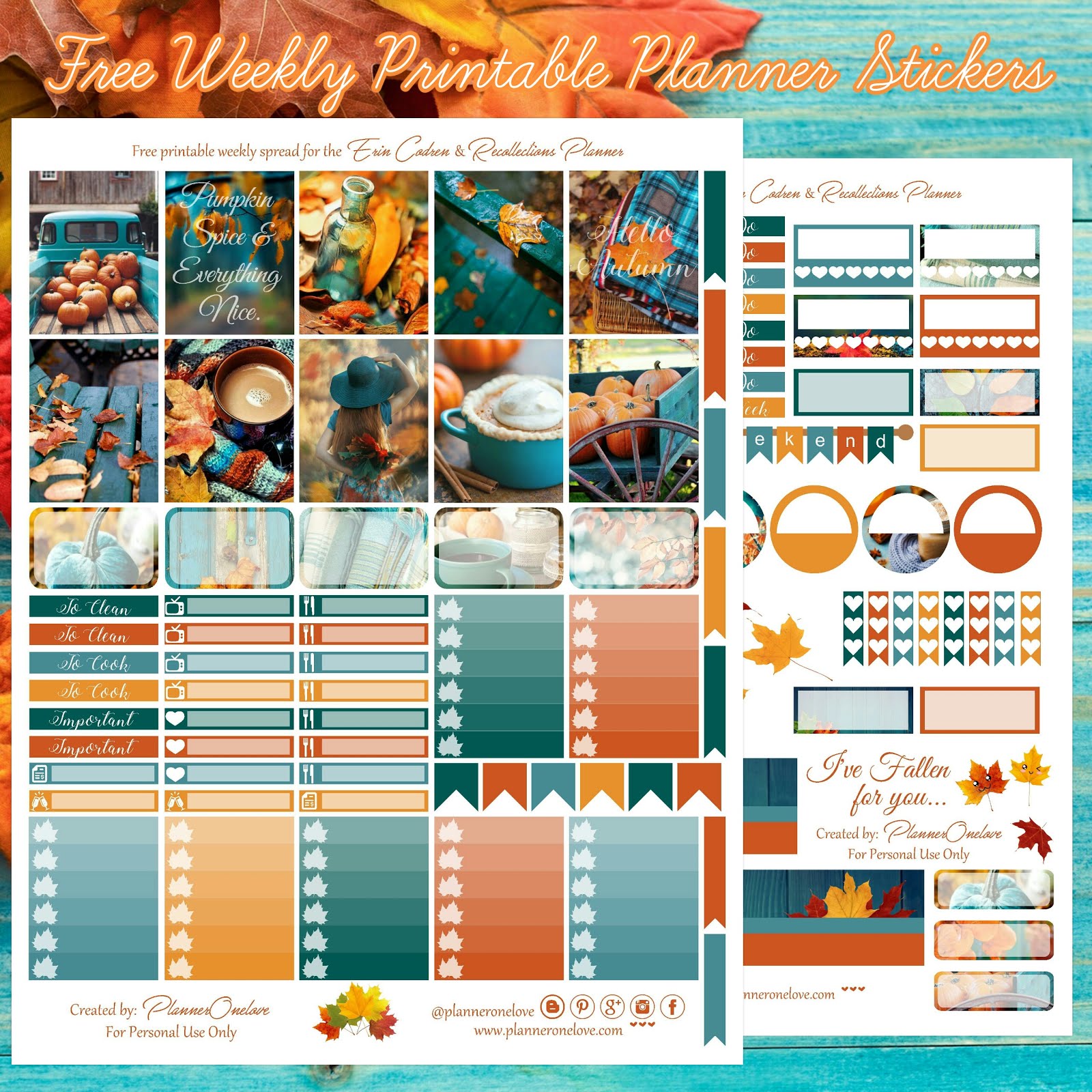 Free Autumn Printable Spread For The Erin Condren & - Autumn Planner ...