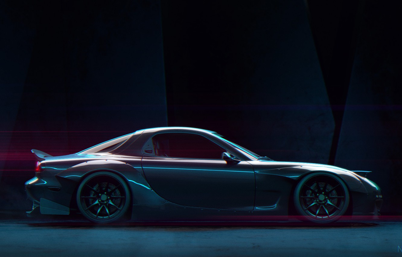 Photo Wallpaper Auto, Machine, Mazda, Rx-7, Rendering, - Supercar ...