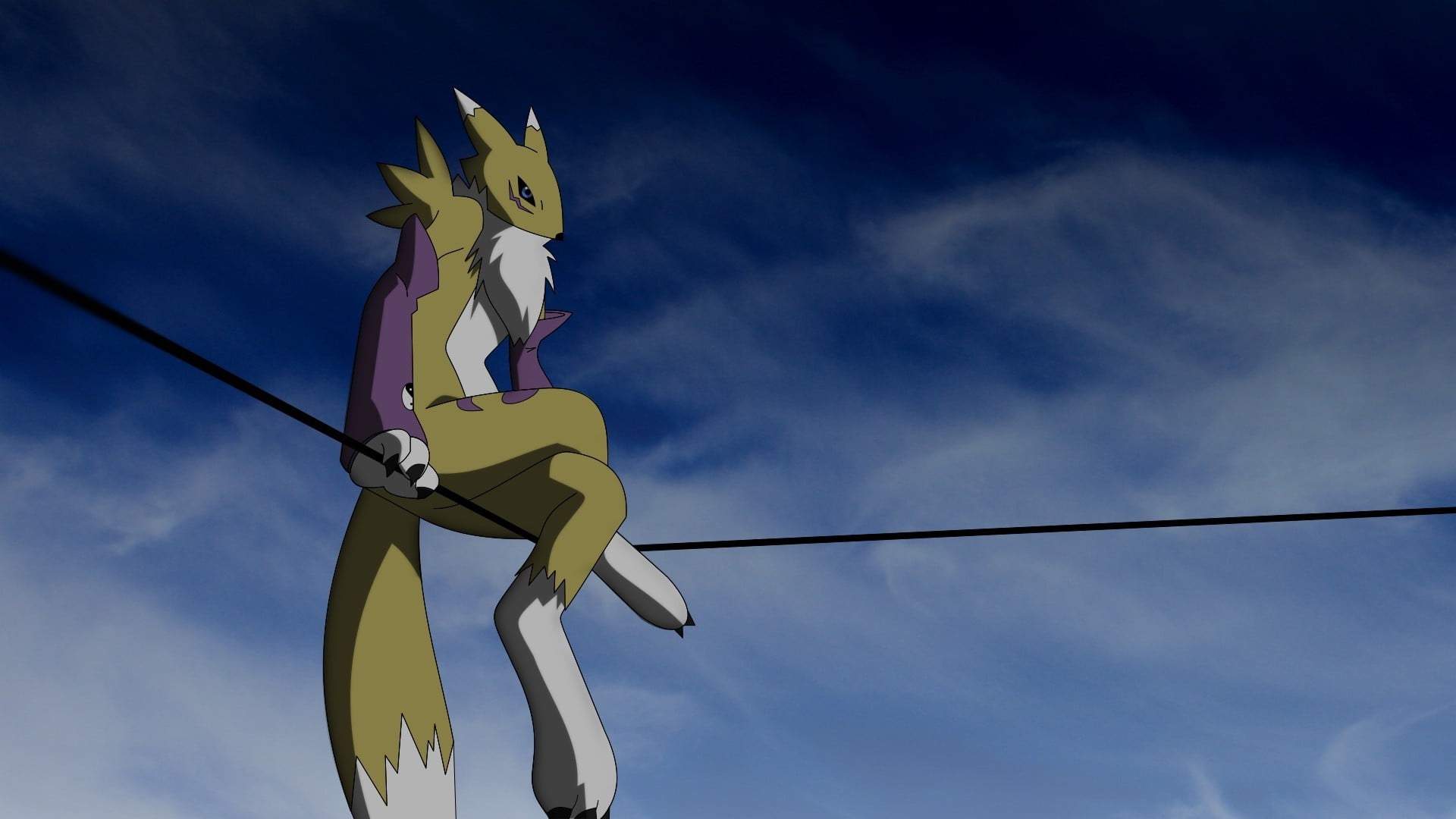 Yellow And White Pokemon Rabbit Character, Anthro, - Renamon Wall Paper ...