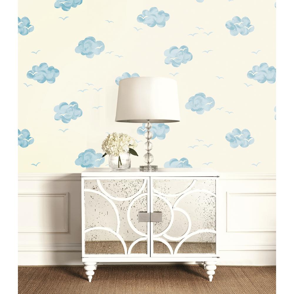 Download Wallquest Kids Daydream White And Sky-blue Wallpaper - Vintage Charm Vc91501 On Itl.cat