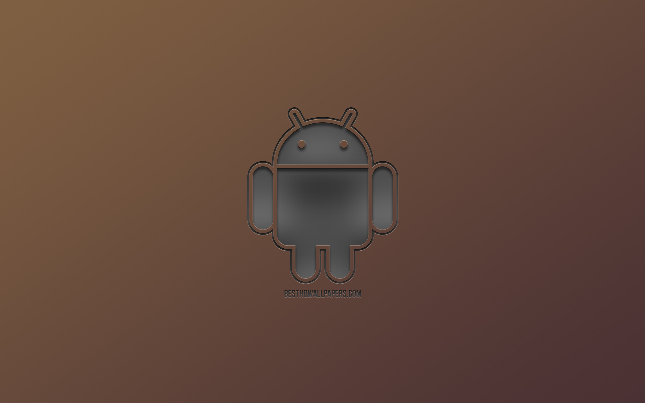 Android, Gray Logo, Creative Art, Brown Background, - Illustration ...