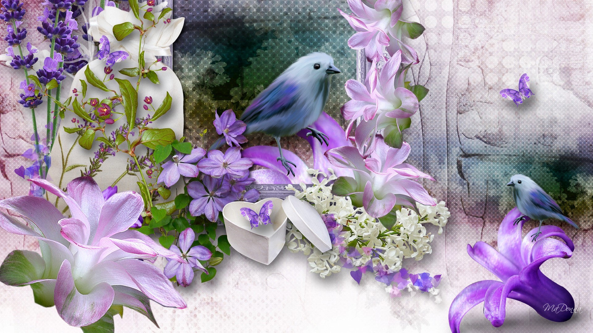 Download Summer Purple Flowers Lovely Lilies Firefox Bird Butterflies ...