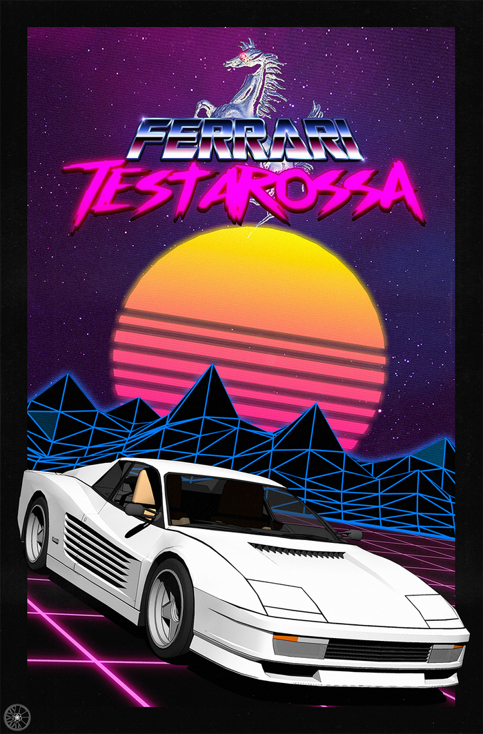 Ferrari Testarossa - Retrowave Style - Ferrari Testarossa Retro 80's ...