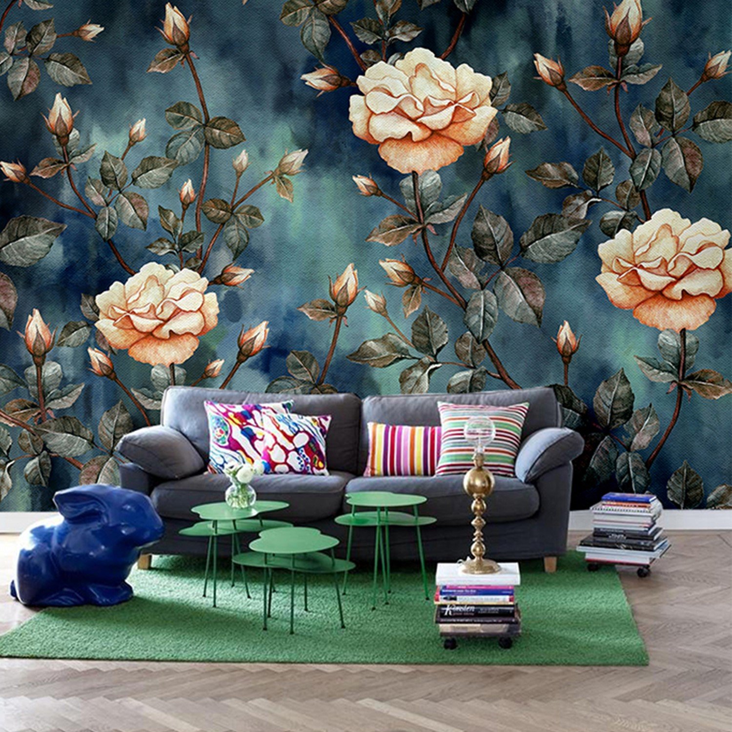 Dark Rose Wallpaper, Bedroom, Living Room, Film And - Hand Painted ...
