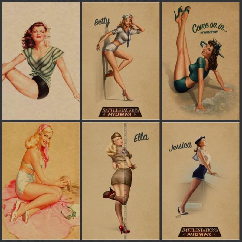 Retro Poster World War Ii Sexy Pin Up Girl Poster Bar - Pin Up (#2164477) - HD Wallpaper ...