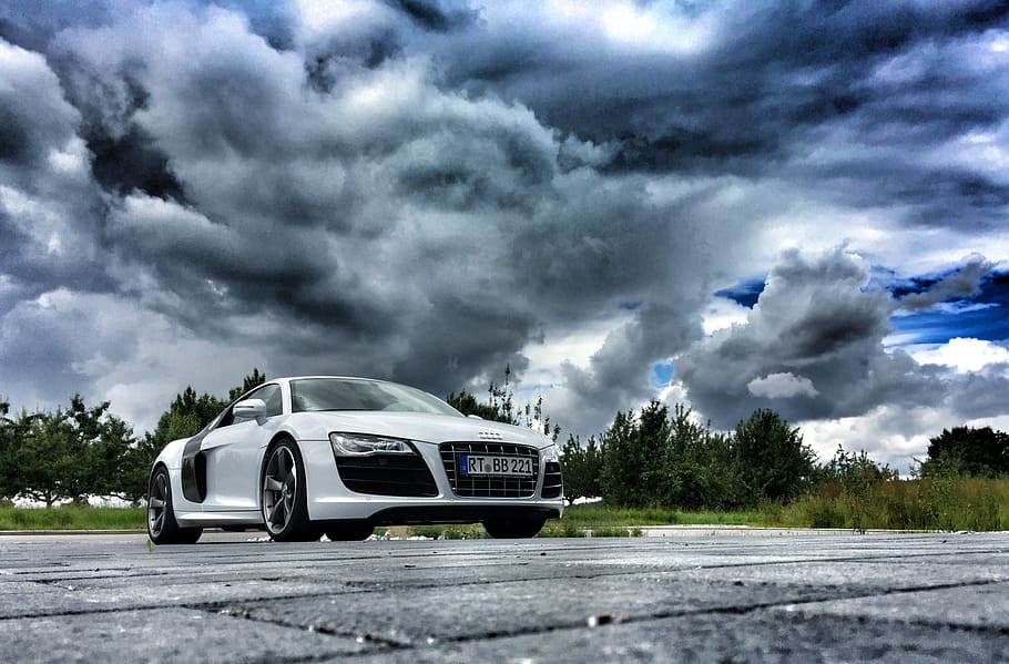 Silver Audi R8 Parked On Open Field Under Gray Clouds, (#2477051) - HD ...