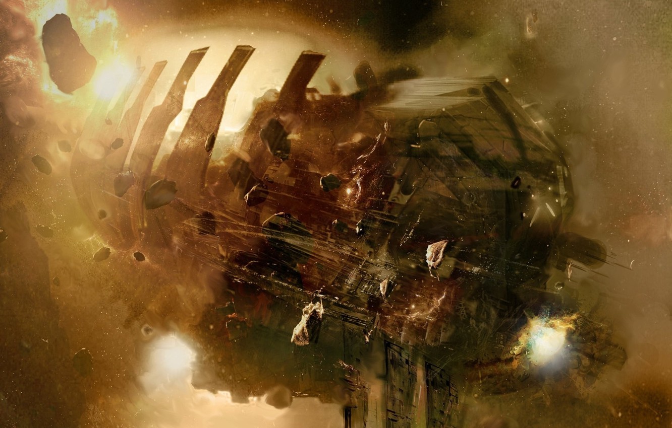 Photo Wallpaper Space, Light, Ship, Asteroids, Clash, - Dead Space ...