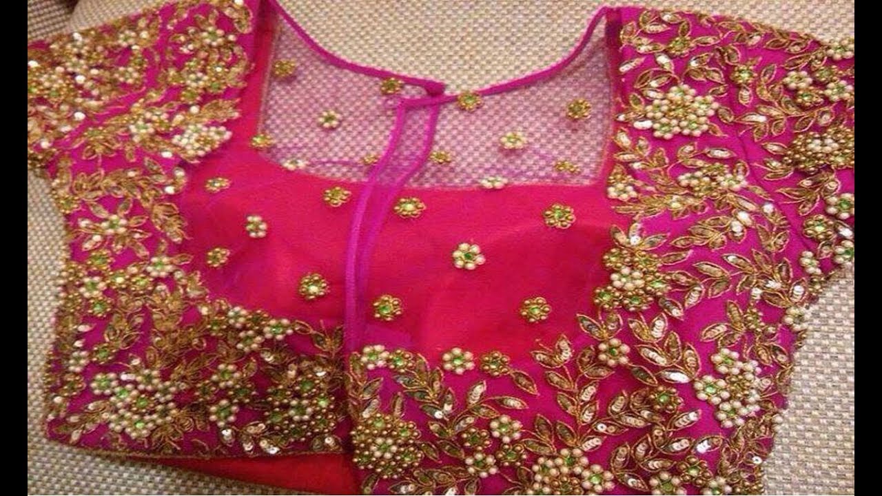 Fancy Blouse Ke Gale Ki Cutting - Aari Work Blouse Designs Models ...