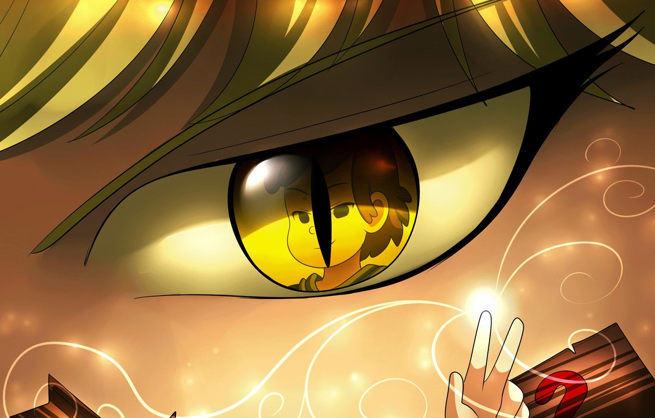 Photo Wallpaper Look, Eyes, Reflection, Bill Cipher - Monochrome World ...