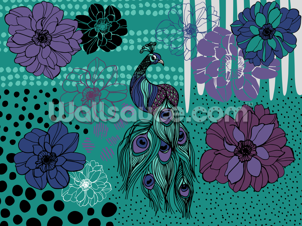Soul Birds Peacock Mural Wallpaper - Illustration (#2844830) - HD ...