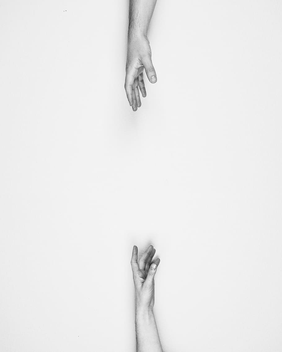 Two Hands Painting, People, Distance, Reach Out, Away, - Hands Distance ...