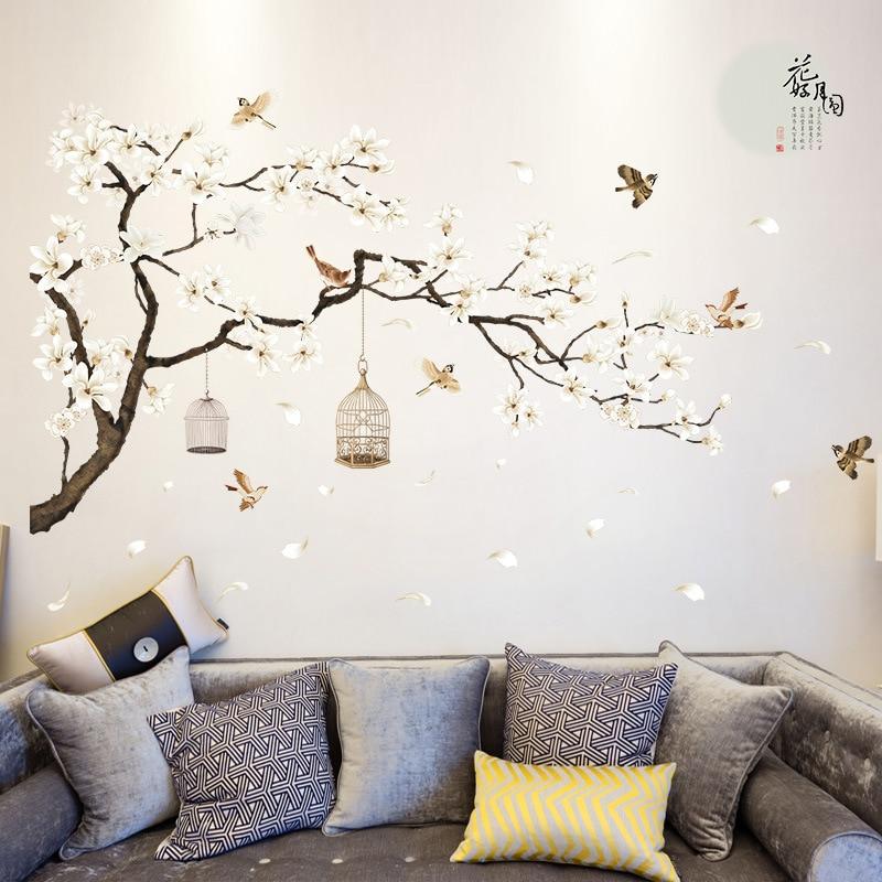 Download 187*128cm Big Size Tree Diy Wall Stickers Birds Flower - Tree ...