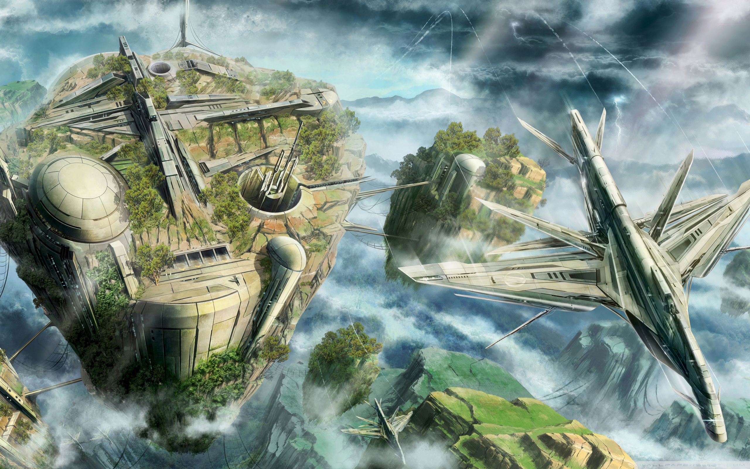 Sci Fi Floating Island (#2964084) - HD Wallpaper & Backgrounds Download