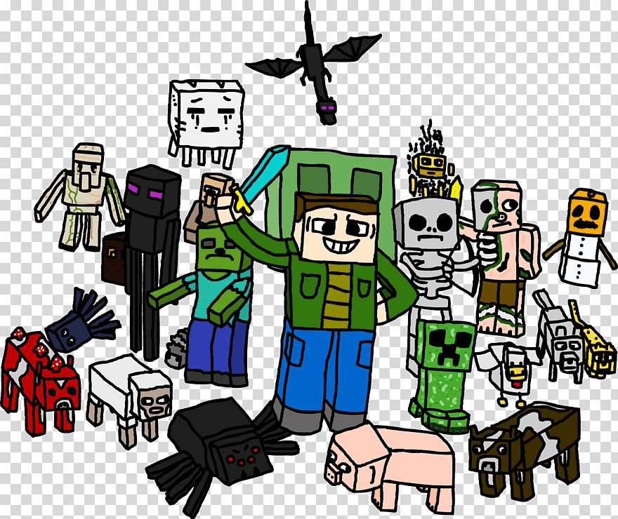 Minecraft Creeper Mob, Mine-craft, Cartoon, Fictional - Minecraft Mob ...