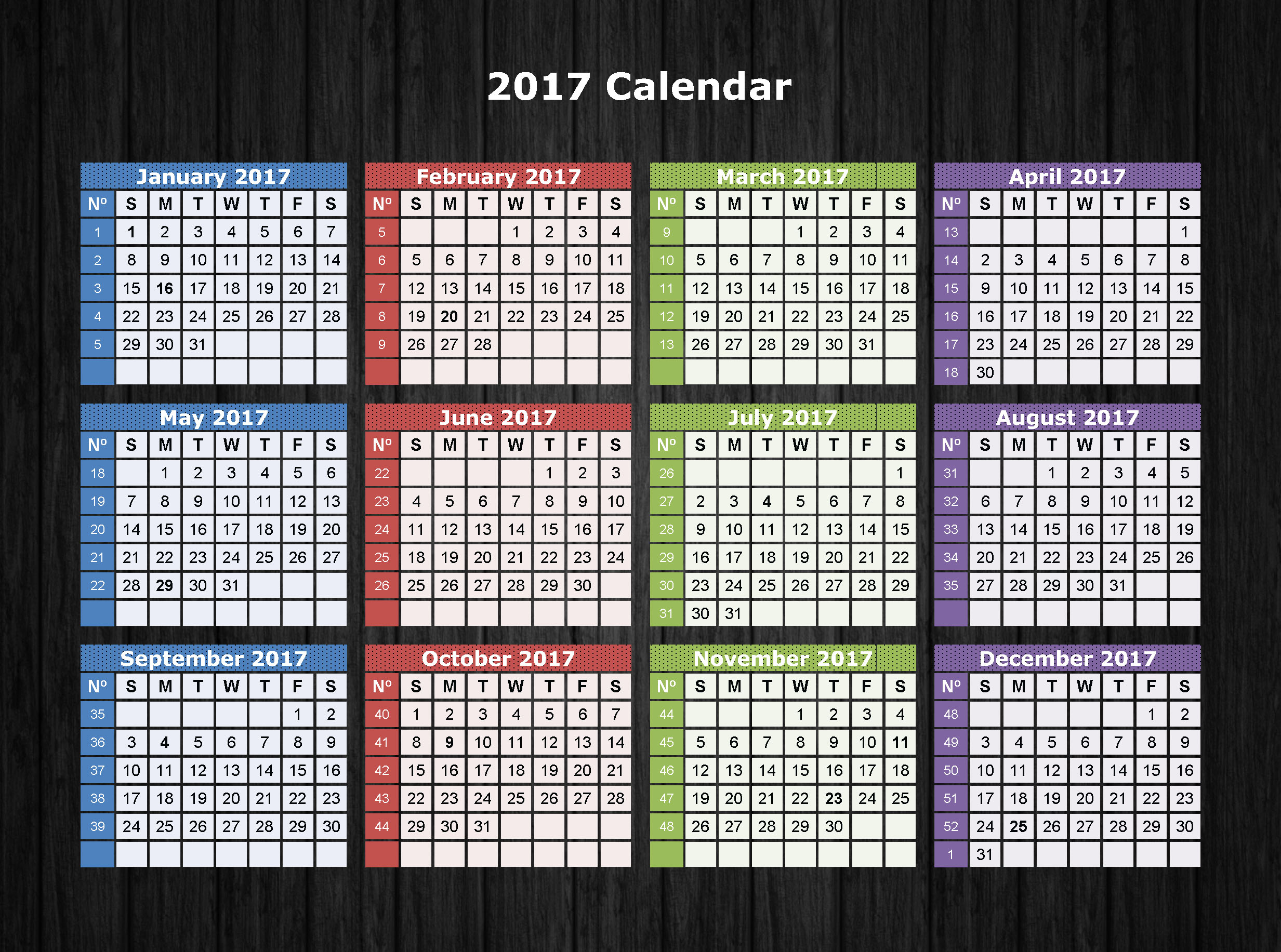 Calendar 2017 Best Wallpaper - Tints And Shades (#31981) - HD Wallpaper ...