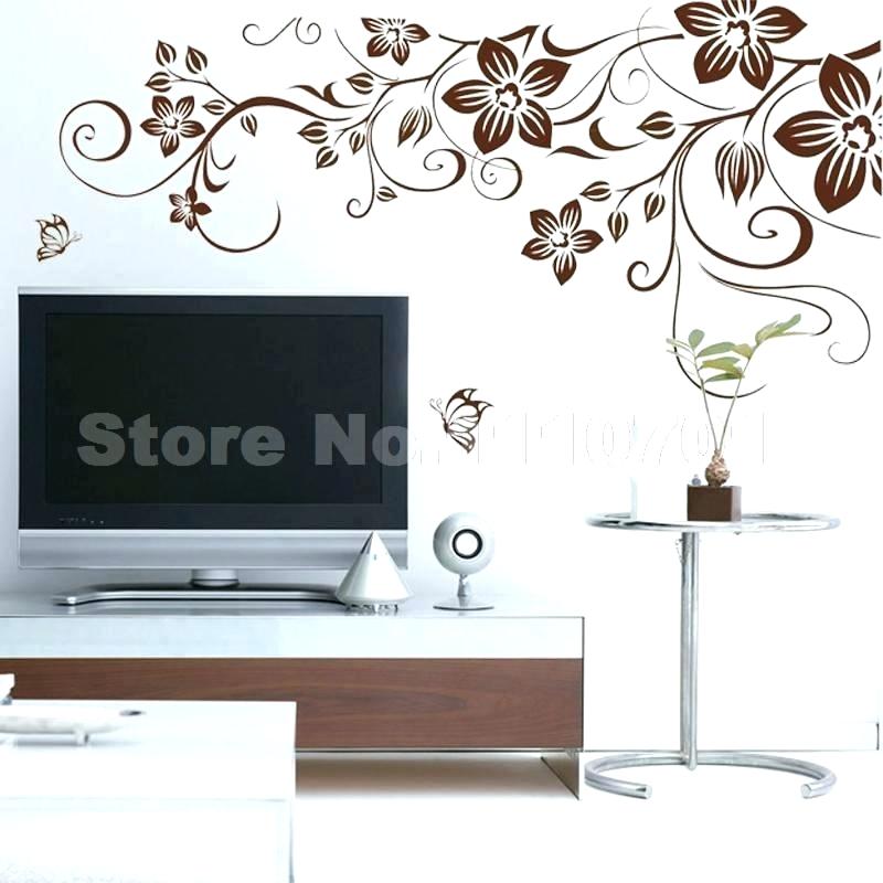 Home Decor Vinyl Wall Art Decals Brown Flower Vine - Tensile Design For ...