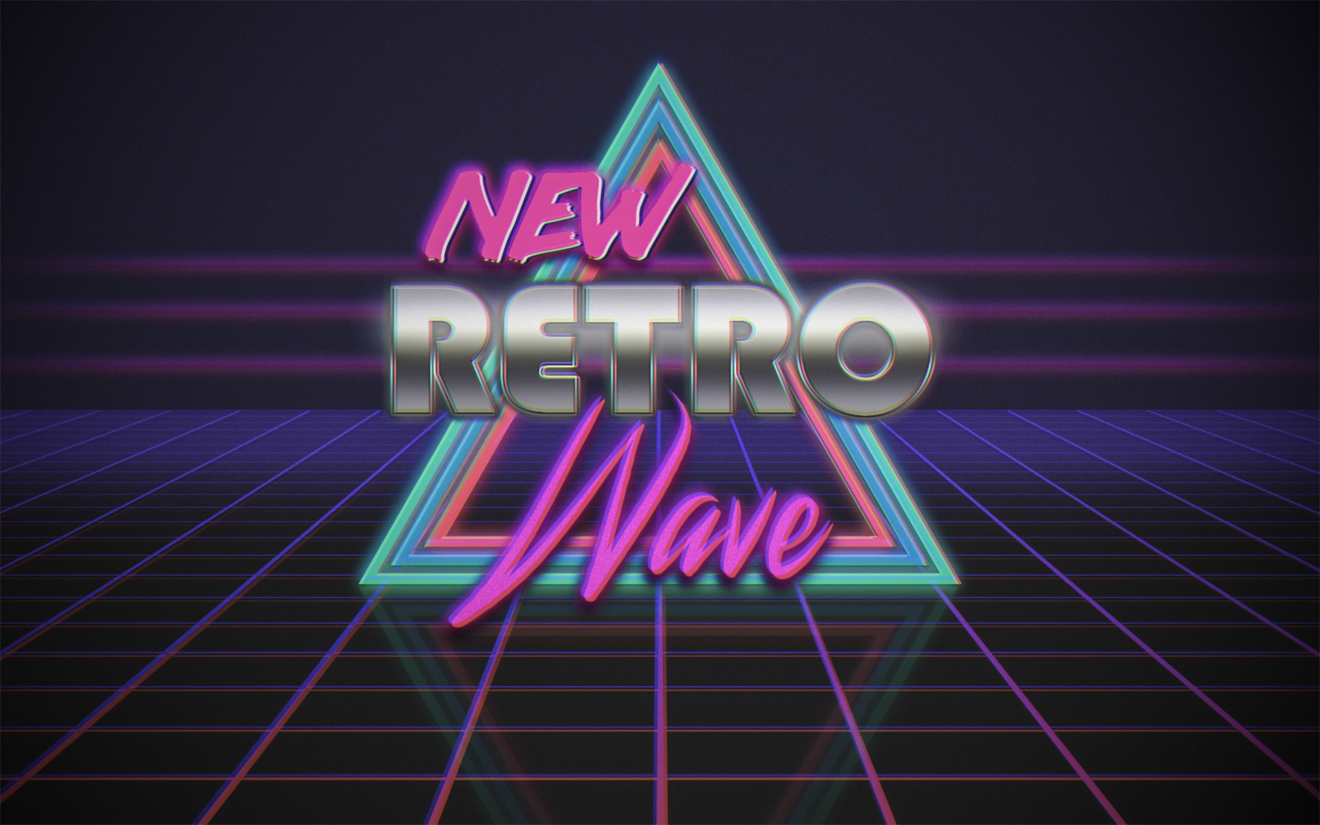Download Retro Style, Neon, Vintage, Digital Art, 1980s, Synthwave ...