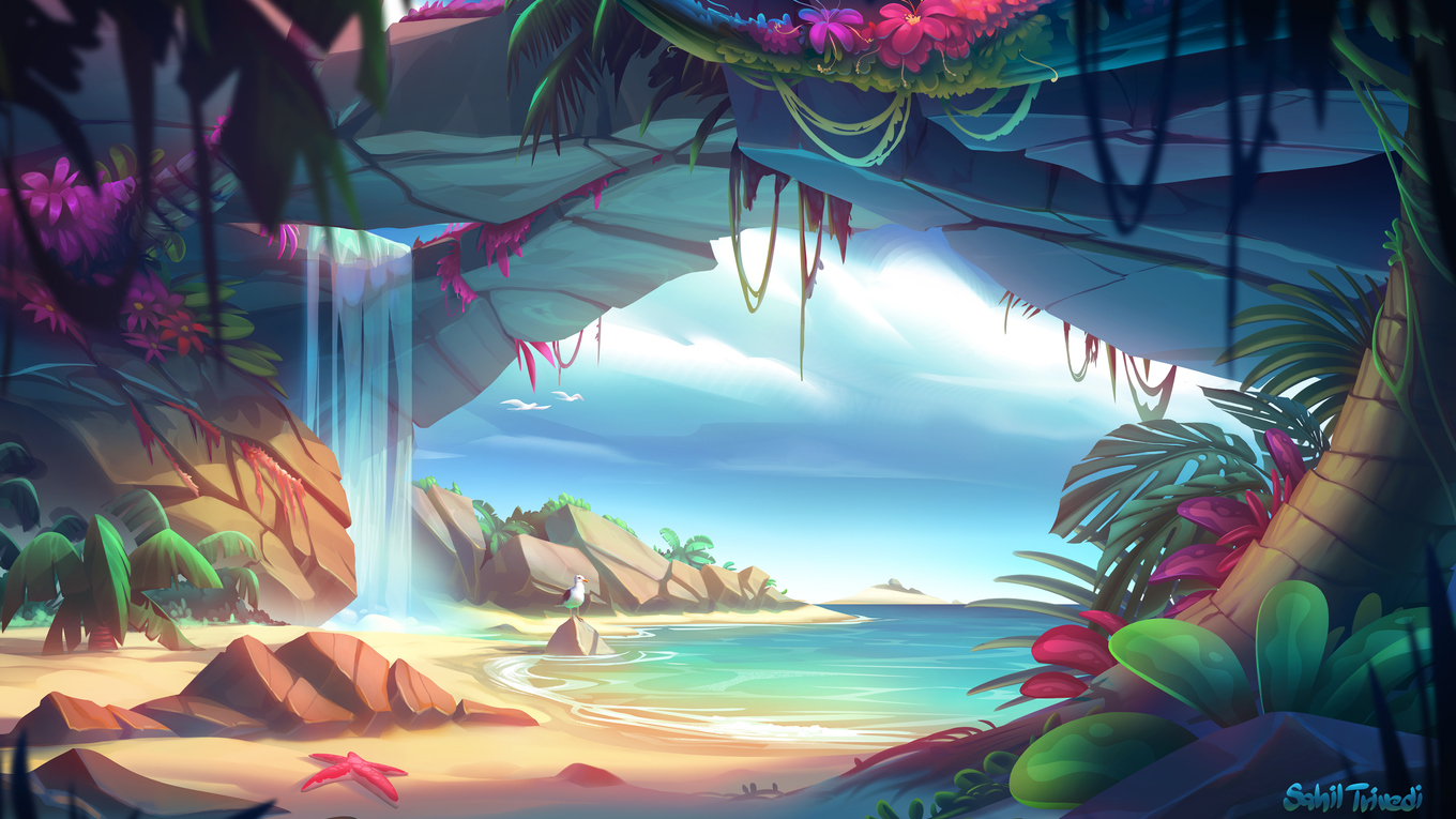 Tropical Island Fantasy Art (#3004673) - HD Wallpaper & Backgrounds ...