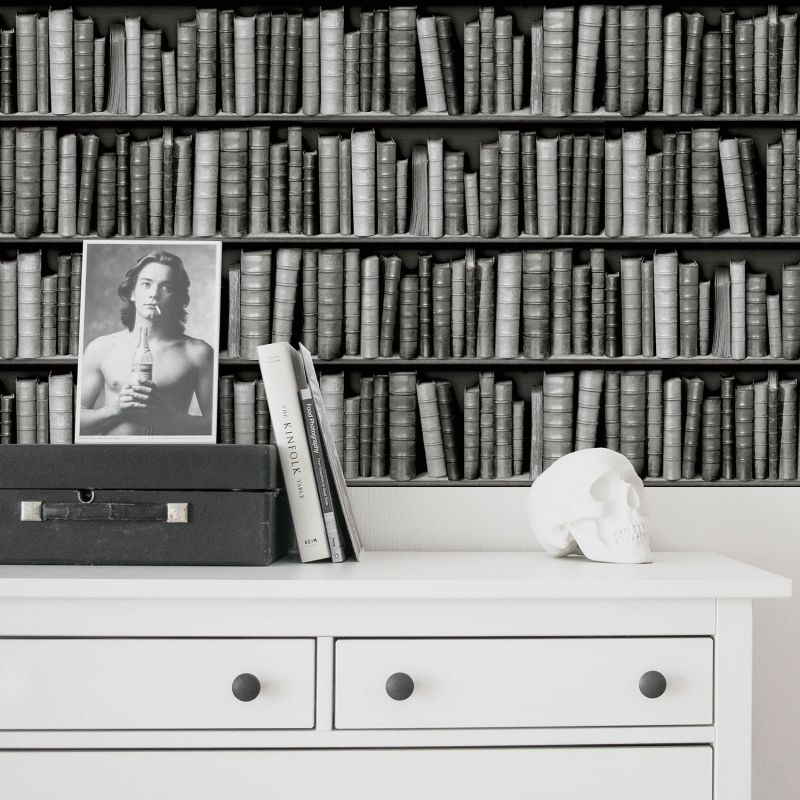 Black And White Bookshelves Wallpaper - Bibliotheque Noire Et Blanche ...