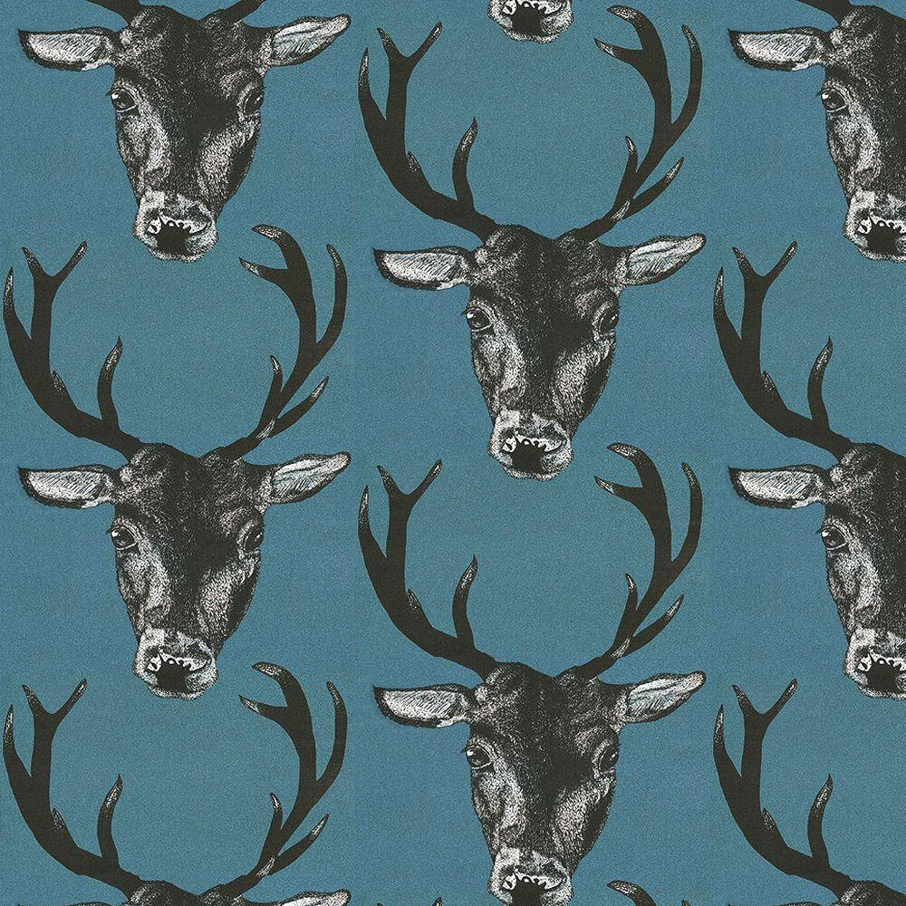 Stag Wallpaper - Stag - Stag Head Wallpaper Teal (#3016963) - HD ...