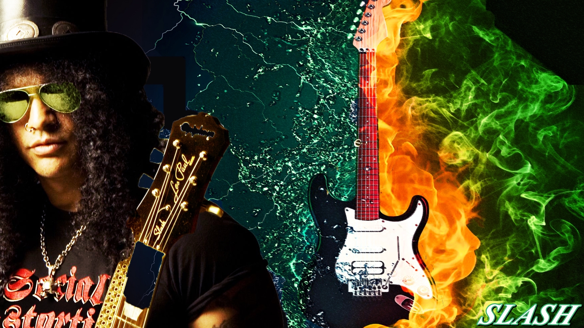 Slash Aqua Flame Slash Wallpaper 36321090 - Slash Wallpaper 1920 ...