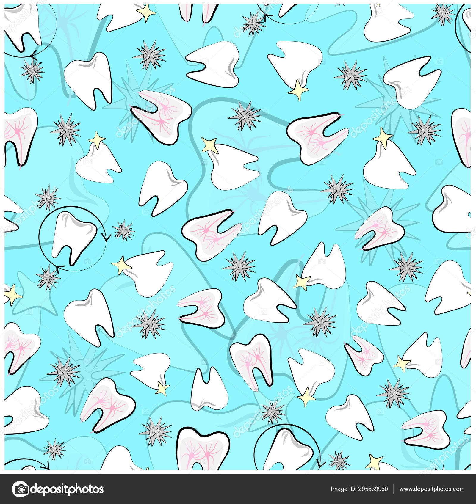 Pattern Dentistry Teeth Seamless Wallpaper Vector Illustration ...
