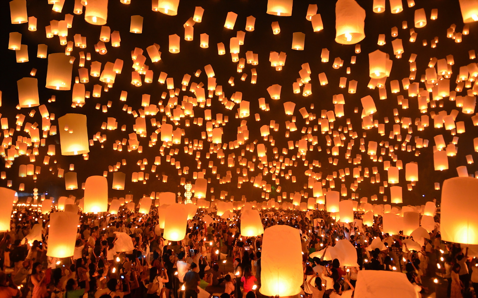 Download Wallpaper Of Floating Lanterns Festival Thailand Background ...