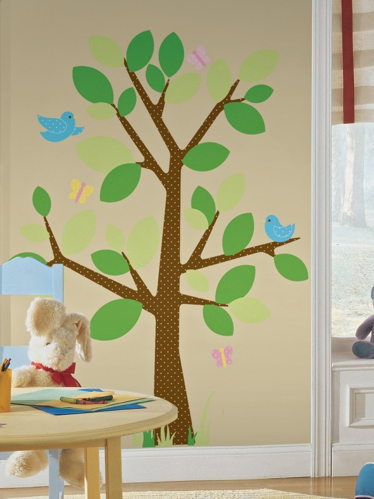 Download Kids Playroom Wallpaper Design With Tree Themes Furnikidzcom ...