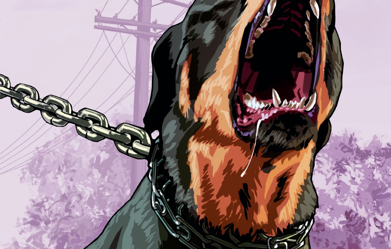 Photo Wallpaper Dog, Rottweiler, Rockstar, Grand Theft - Gta 5 Png ...