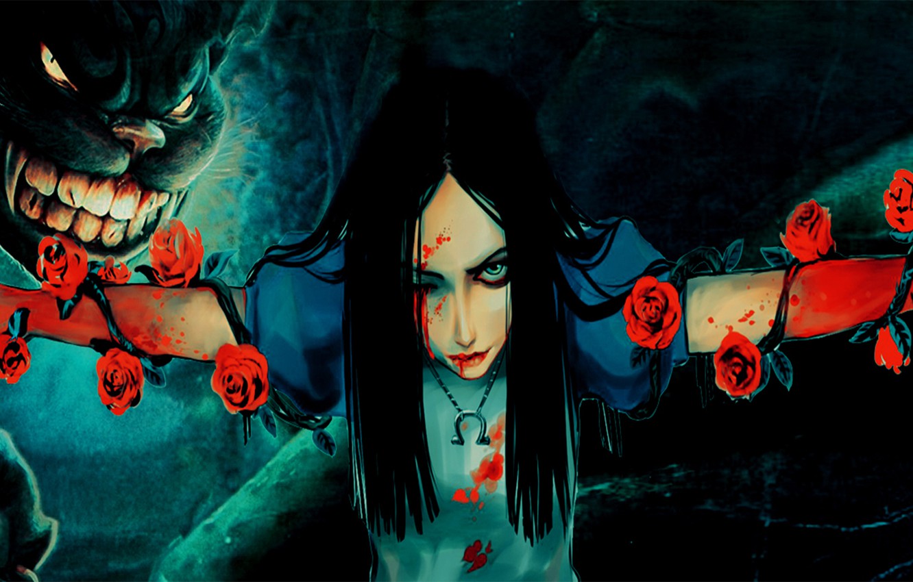 Download Photo Wallpaper Girl, Blood, Alice, Girl, Blood, Cheshire ...