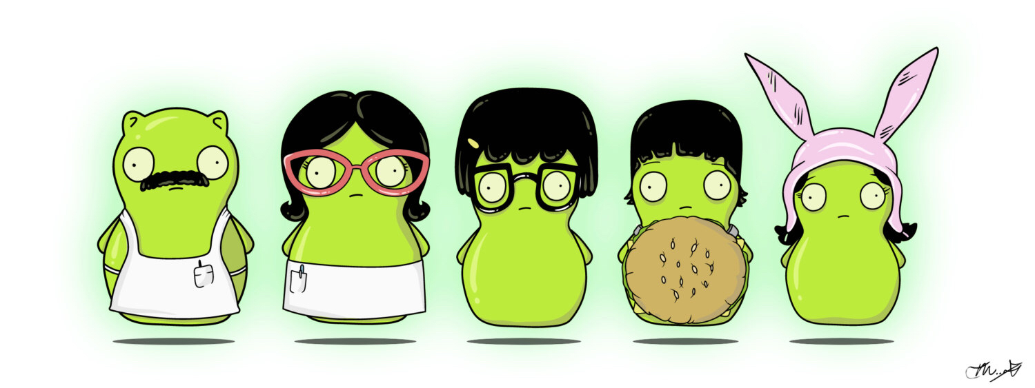 Bobs Burgers Belcher Kuchi Kopi Family Portrait By - Louise And Coochie ...