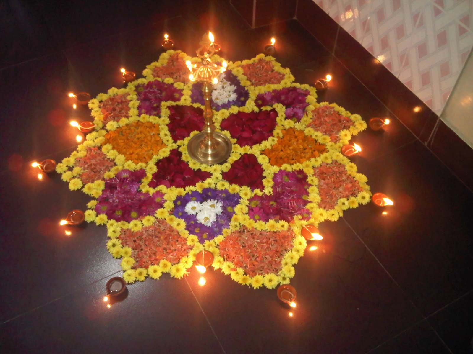 Wallpaper Hd - Diwali Rangoli With Flowers (#366627) - HD Wallpaper ...