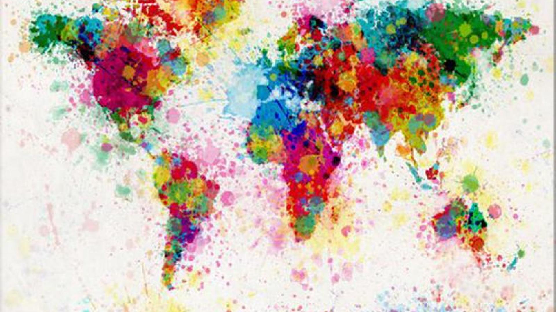 Download Colourful Wallpaper - World Map Splatter Paint On Itl.cat