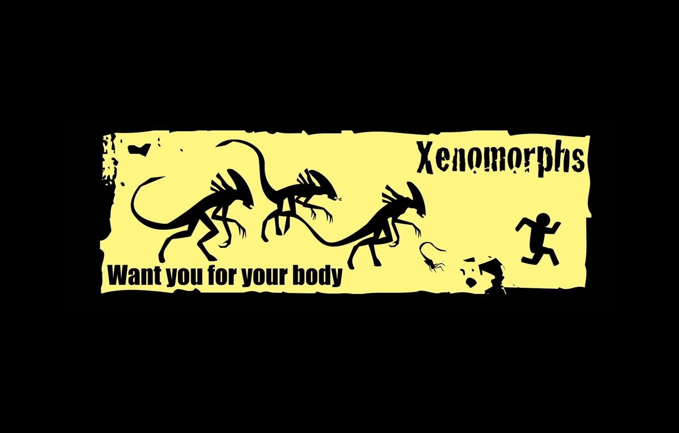 Download Photo Wallpaper Black, Yellow, Alien, Sign, Danger - Aliens Vs ...