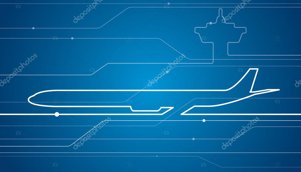 Abstract Airplane White Lines, Vector Design Aviation - Abstract ...