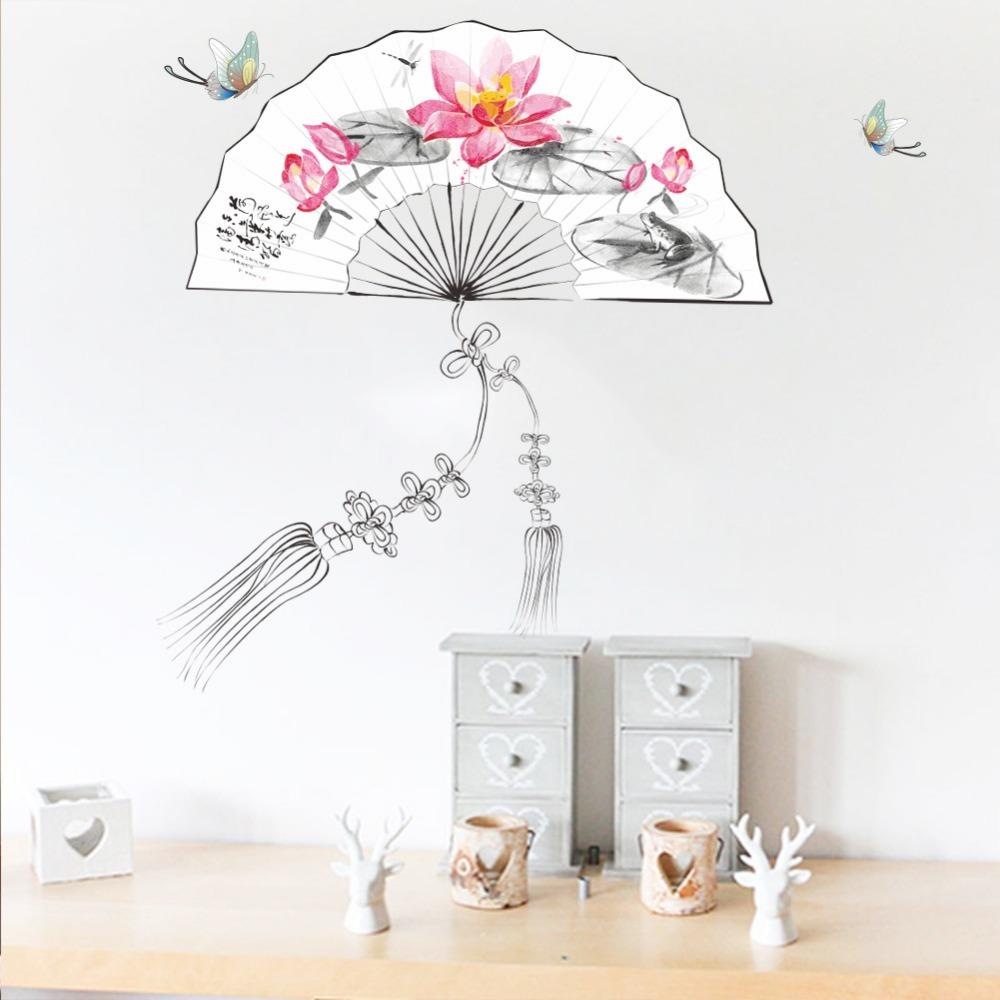 Download Wall Sticker Peach Blossom Chinese Fan Removable Wall On Itl.cat