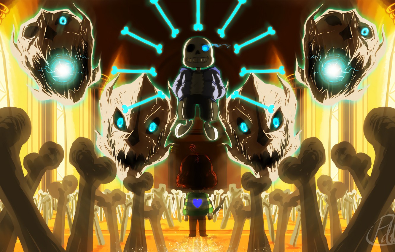 Photo Wallpaper Knife, Skeleton, Girl, Skull, Characters, - Undertale ...