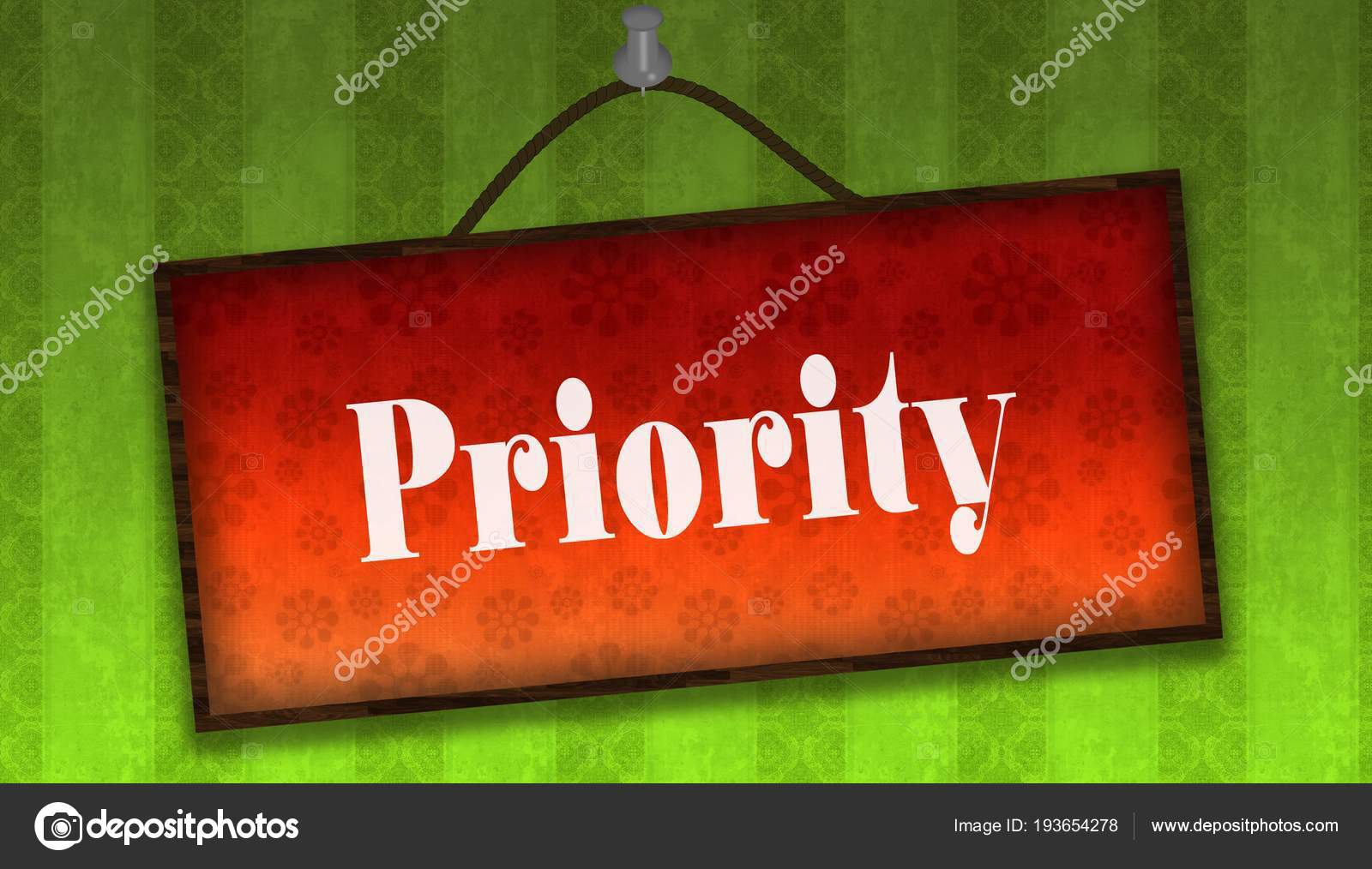 Download Priority Text On Hanging Orange Board - Poster On Itl.cat
